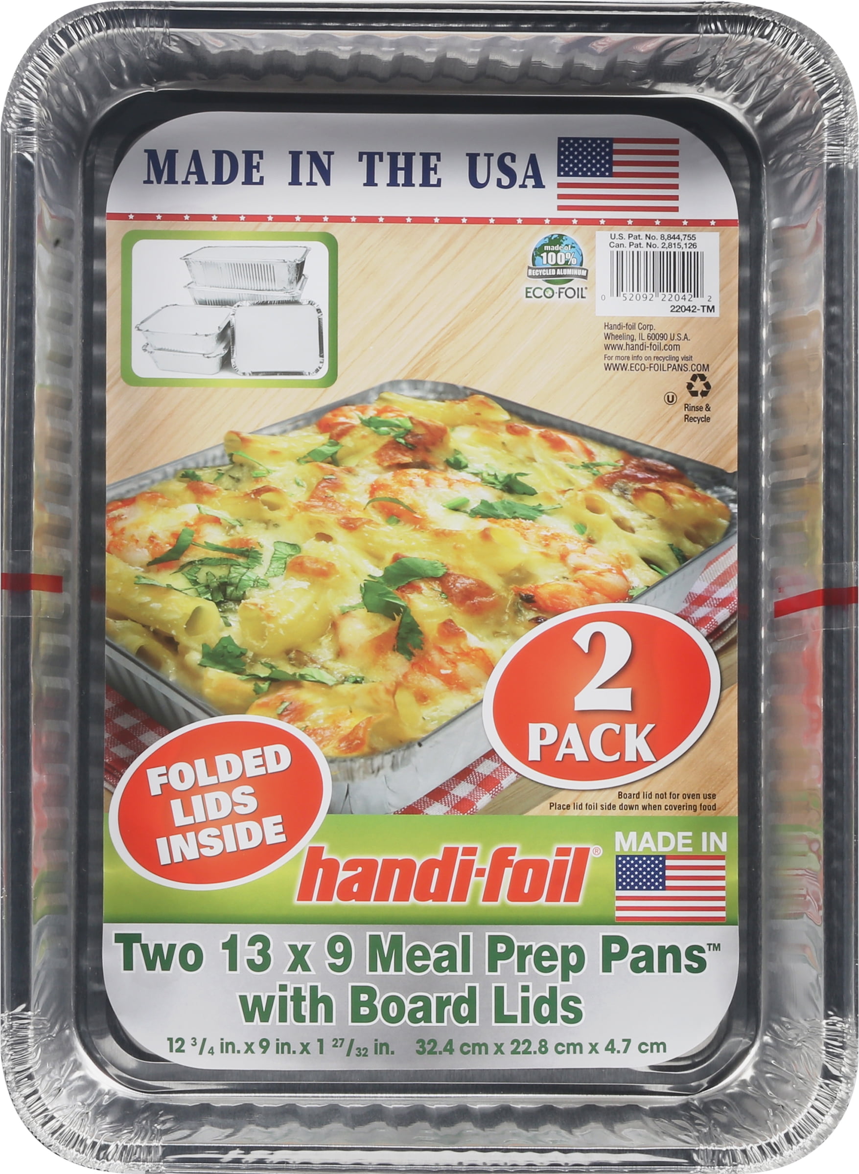 Handi-Foil Aluminum Meal Prep Pan w/ Folded Lid, 2 Count, 13" x 9 ...