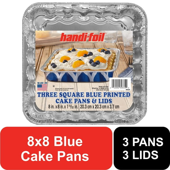 Handi-Foil 8" Square Aluminum Red Pan with Lids, 3 Count - Walmart.com