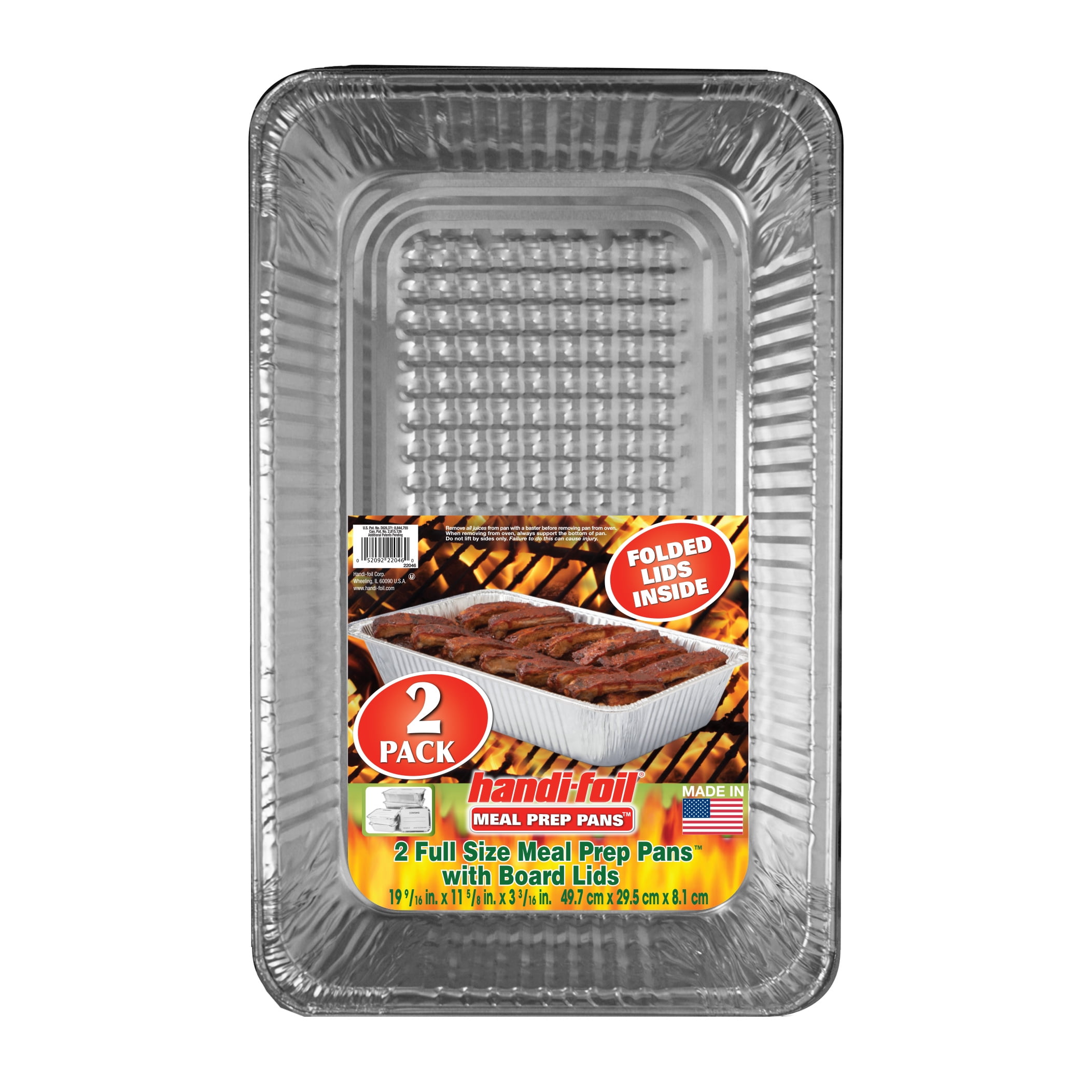 Handi-Foil Aluminum Full Size Meal Prep Pans with Folded Lids, 2 Count ...