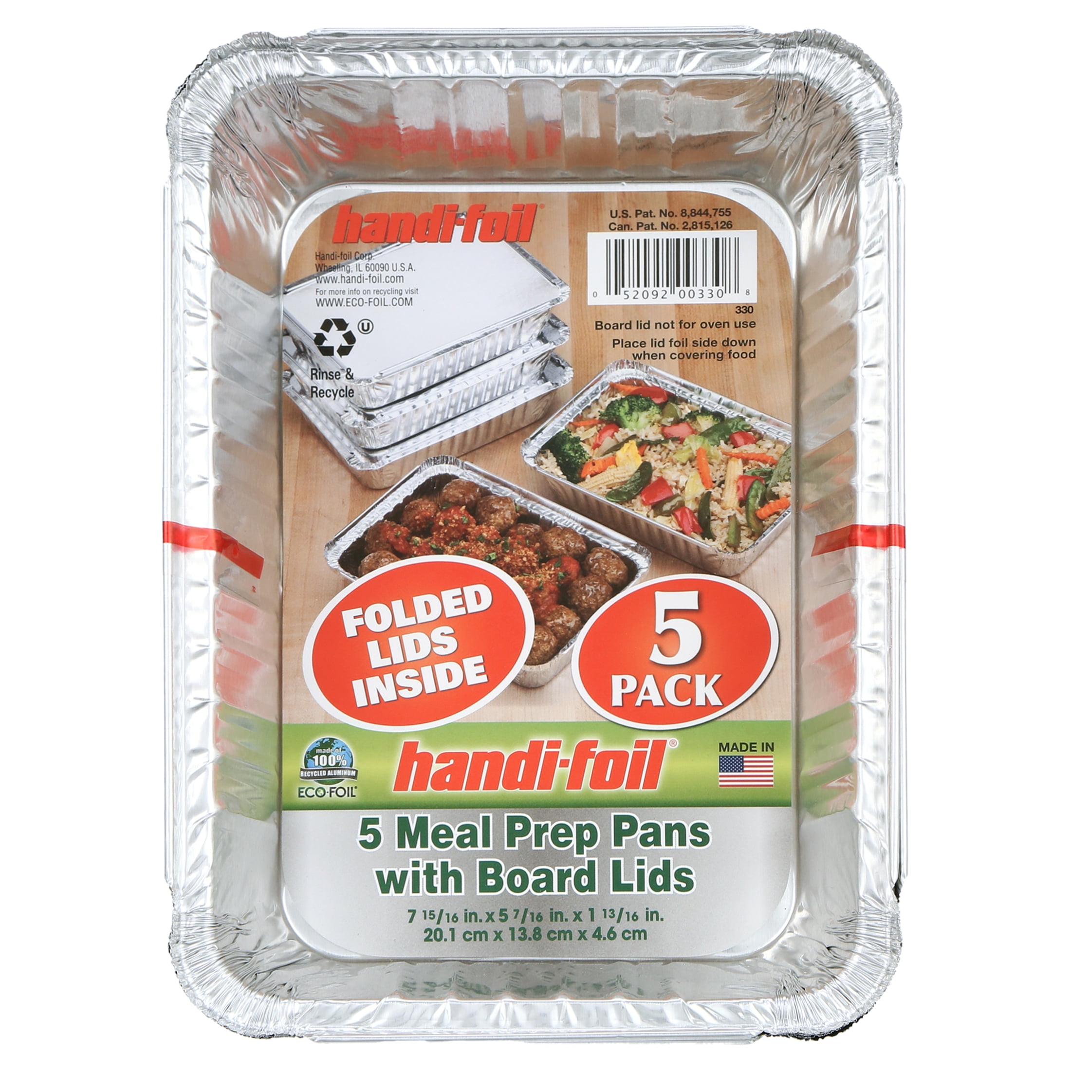 Handi-Foil Aluminum Meal Prep Pan with Lids, 5 Count - Walmart.com