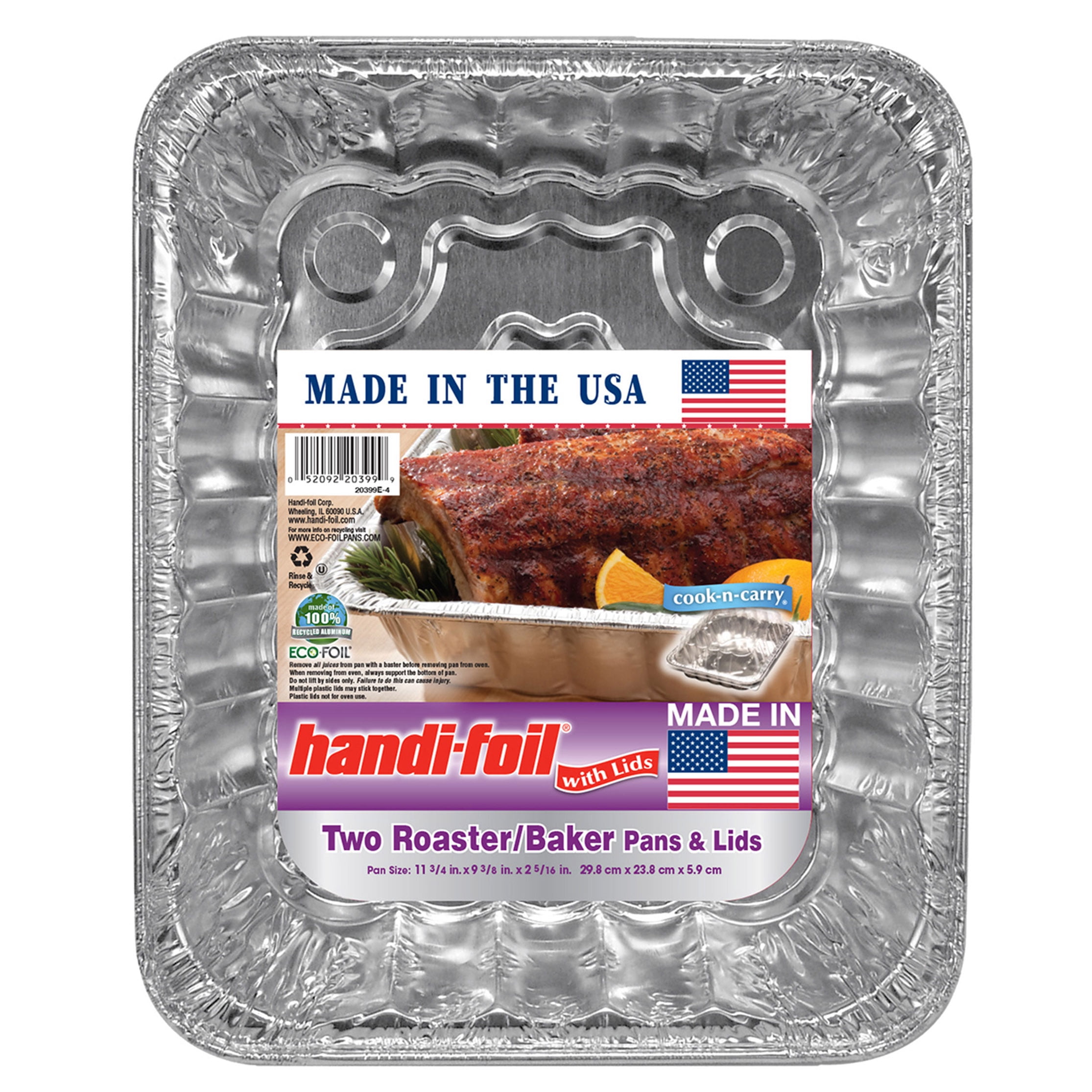 Handi-Foil Large Aluminum Roaster Baker Pans with Lids, 2 Count ...