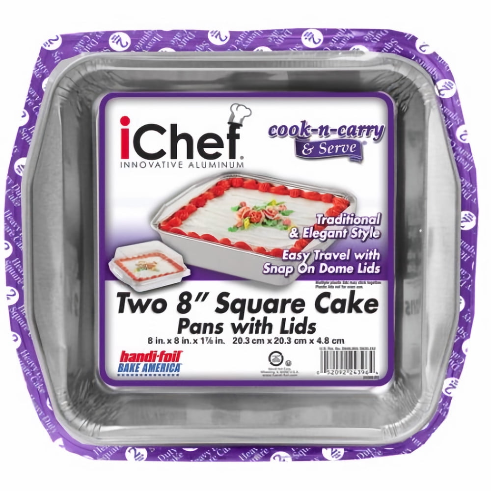 Handi-Foil Ichef 8 Cook-N-Carry and Serve Square Cake Pans with Lids (Pack of 20) - Walmart.com