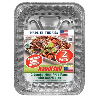 Handi-Foil Square 8" Aluminum Meal Prep Pans with Folded Lids, 3 Count ...