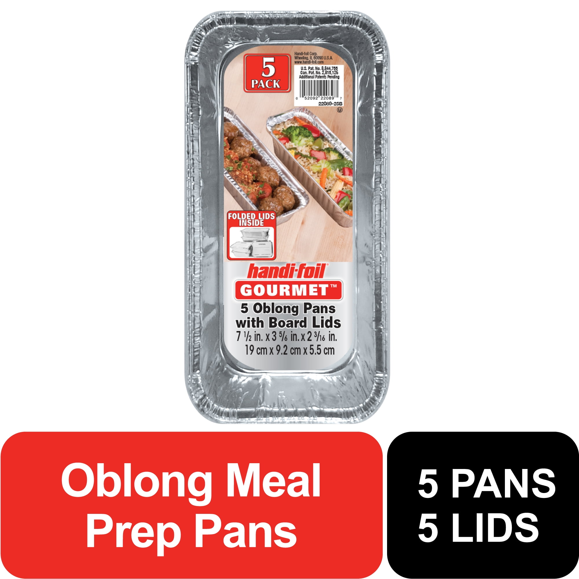 Handi-Foil Oblong Aluminum Meal Prep Pan with Folded Lids, 5 Count ...