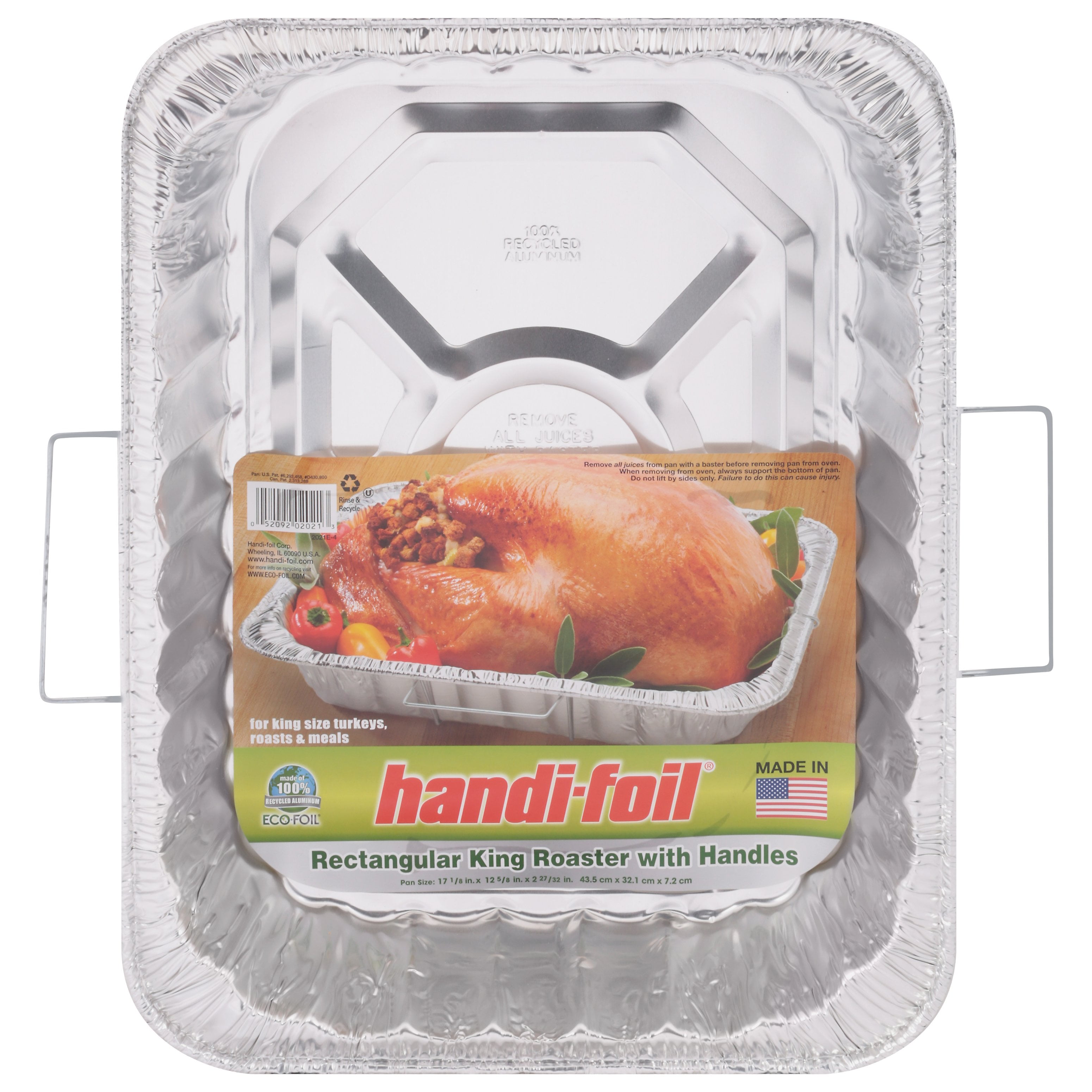 Handi-Foil Rectangular King Roaster Foil Pan with Handles - 17.1" x 12. ...