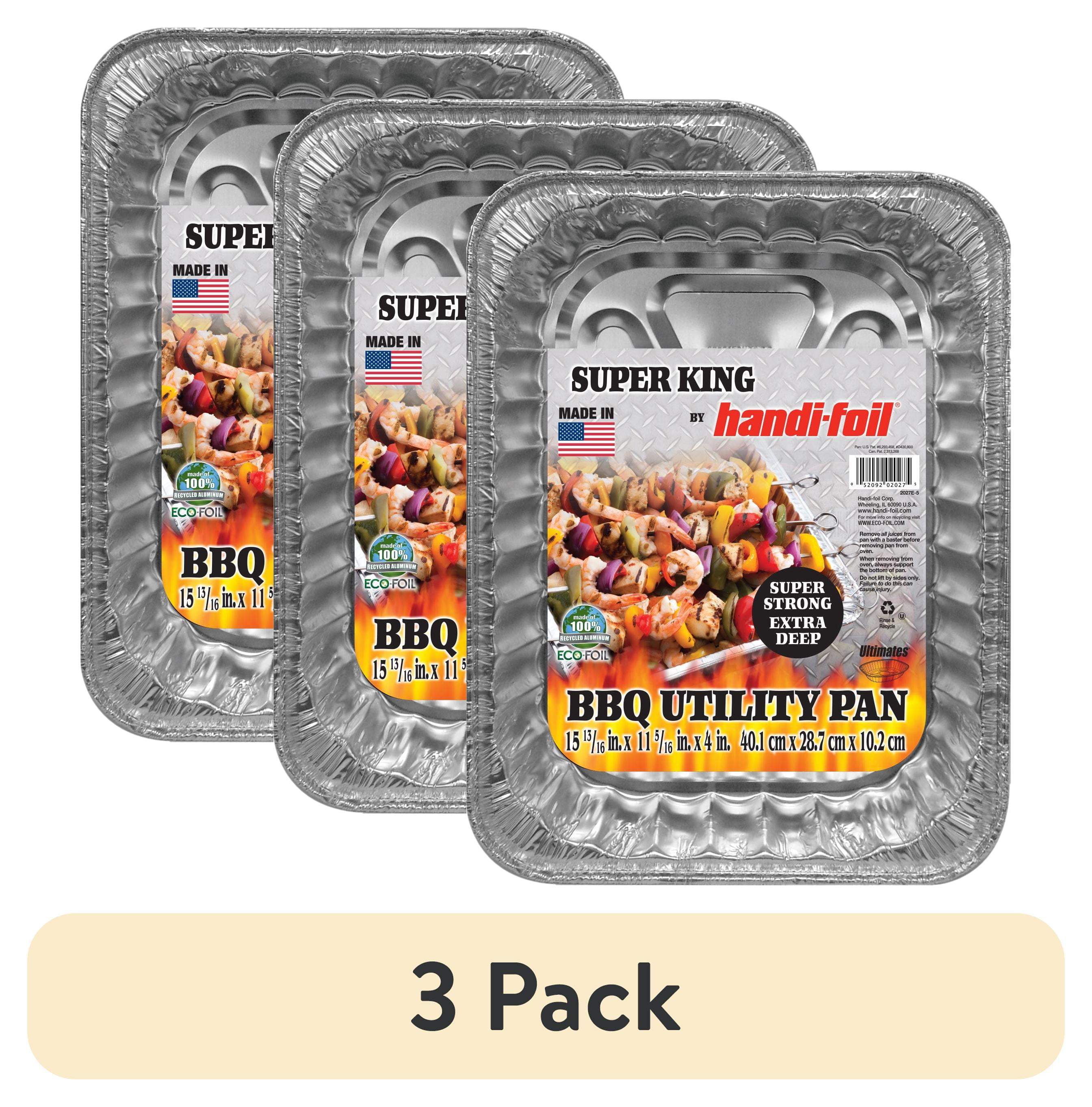 (3 pack) Handi-Foil Super King Aluminum Extra Deep BBQ Utility Pan, 1 ...