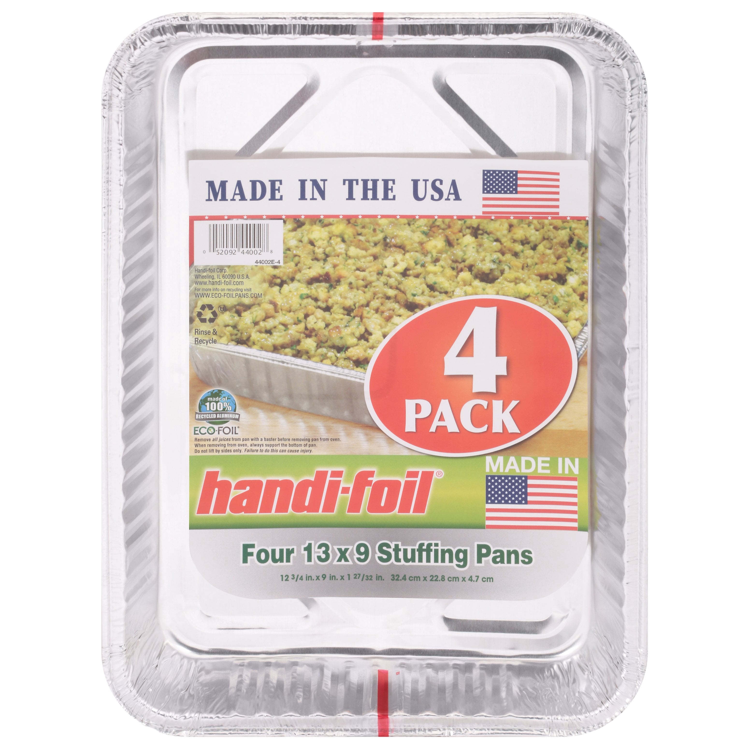 Handi-Foil Thanksgiving Stuffing Foil Pans, 4 pk - 13" x 9" x 1 ...
