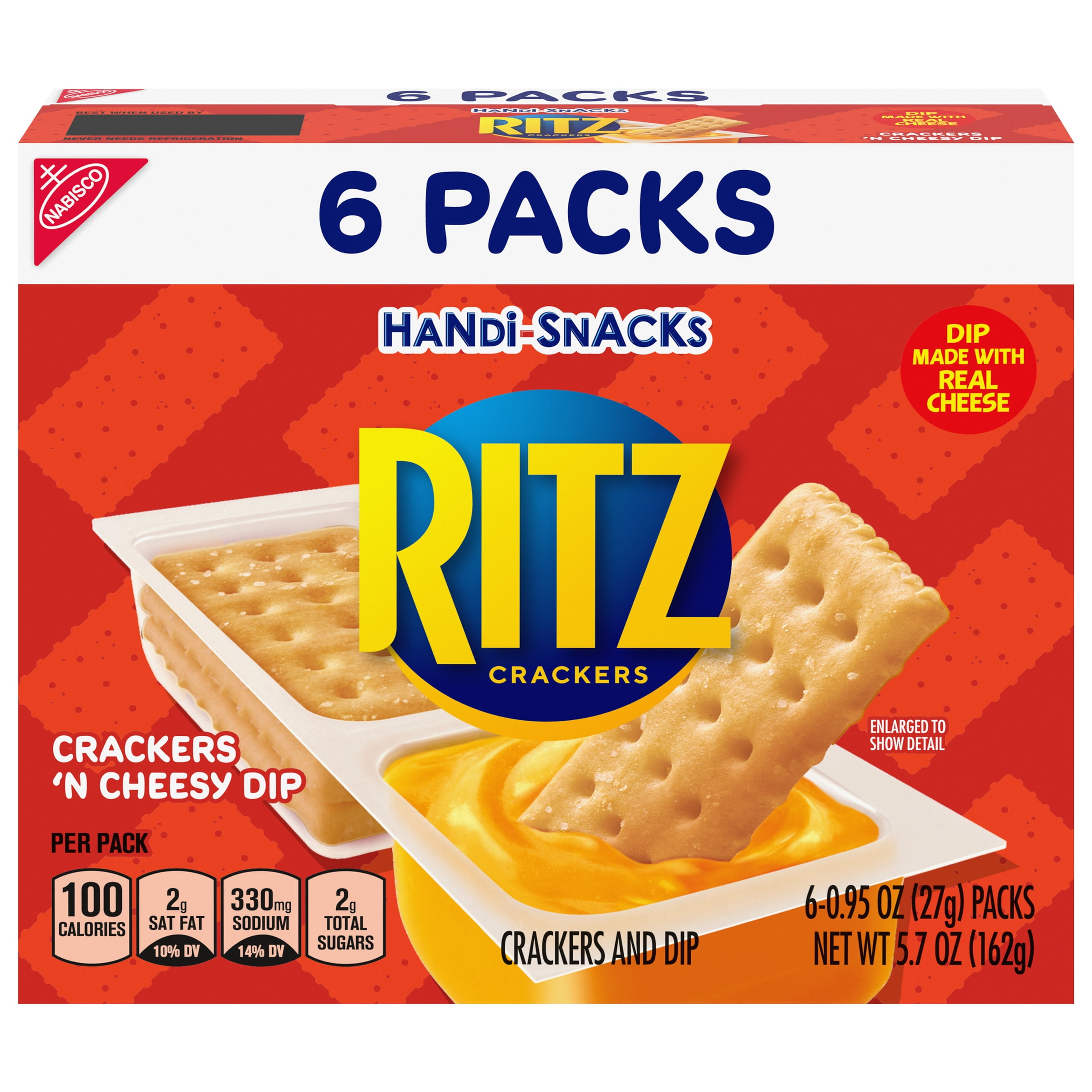 RITZ Handi-Snacks Crackers with Real Cheese Dip, Individual Go Packets ...