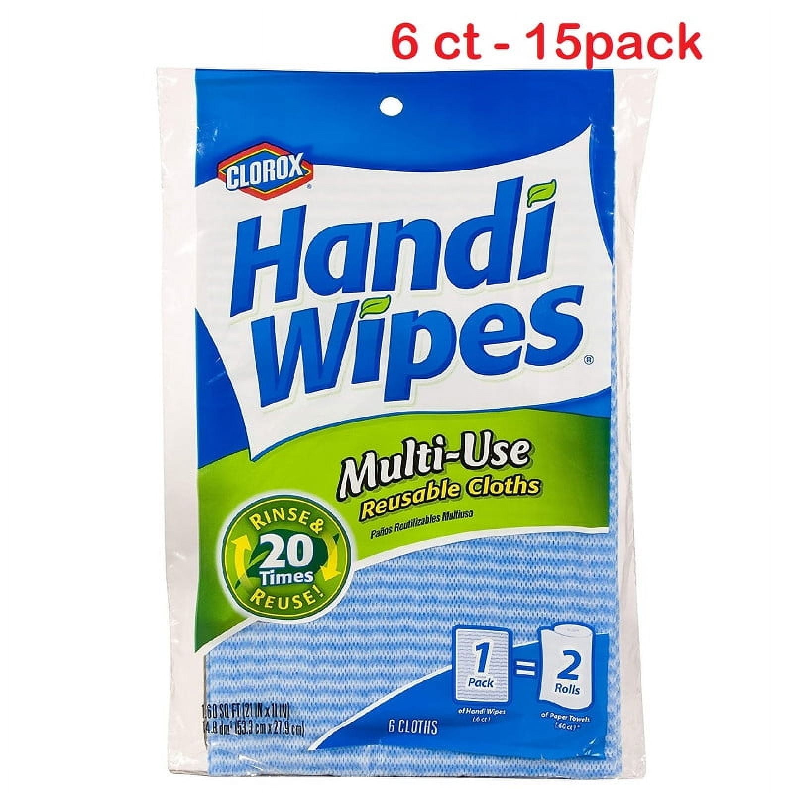Handi Wipes Multi-Purpose Reusable Cleaning Cloths 6 Cloths - 15 Pack ...