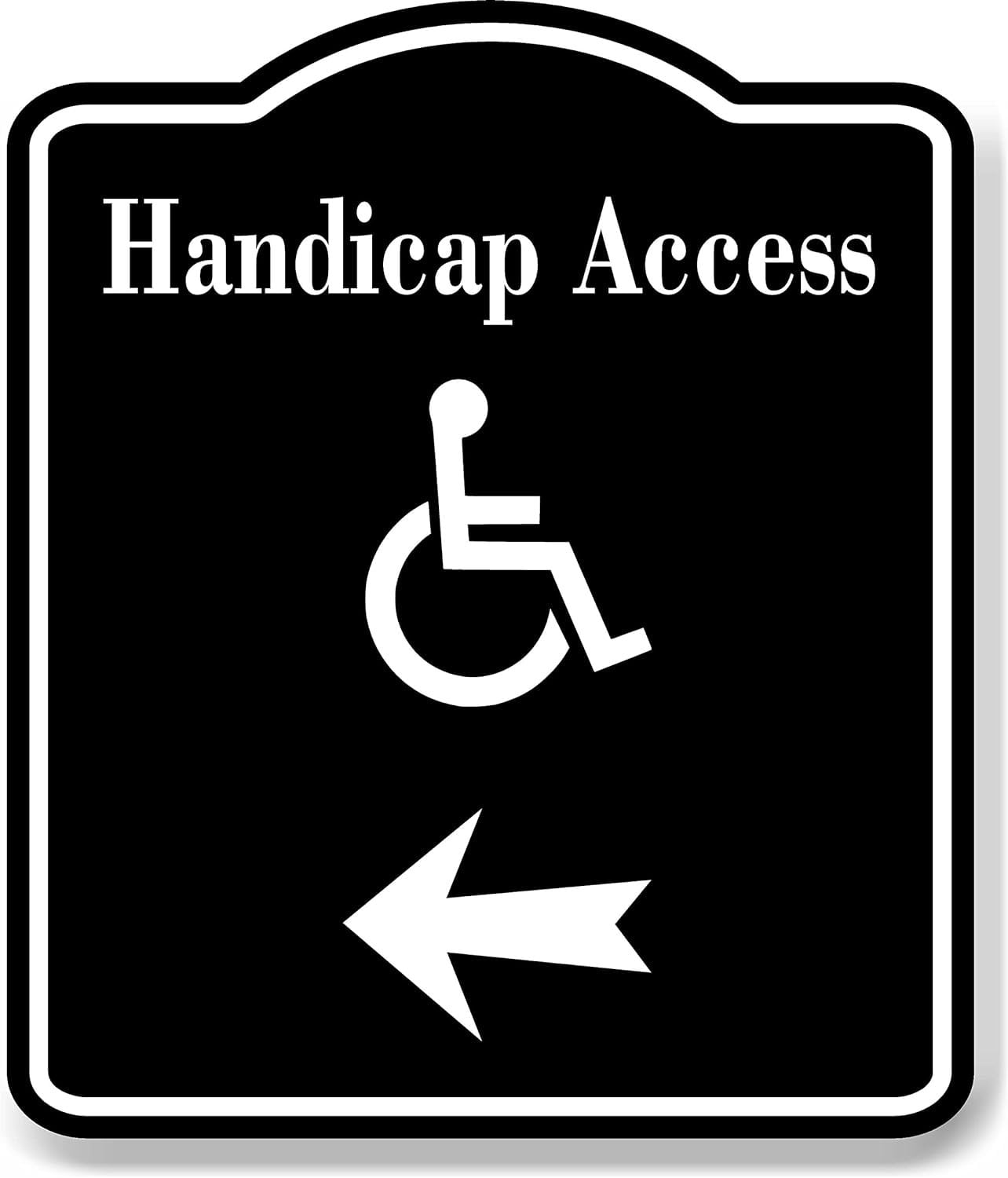 Handicap Access Left Arrow BLACK Aluminum Composite Sign, 15"x18 ...