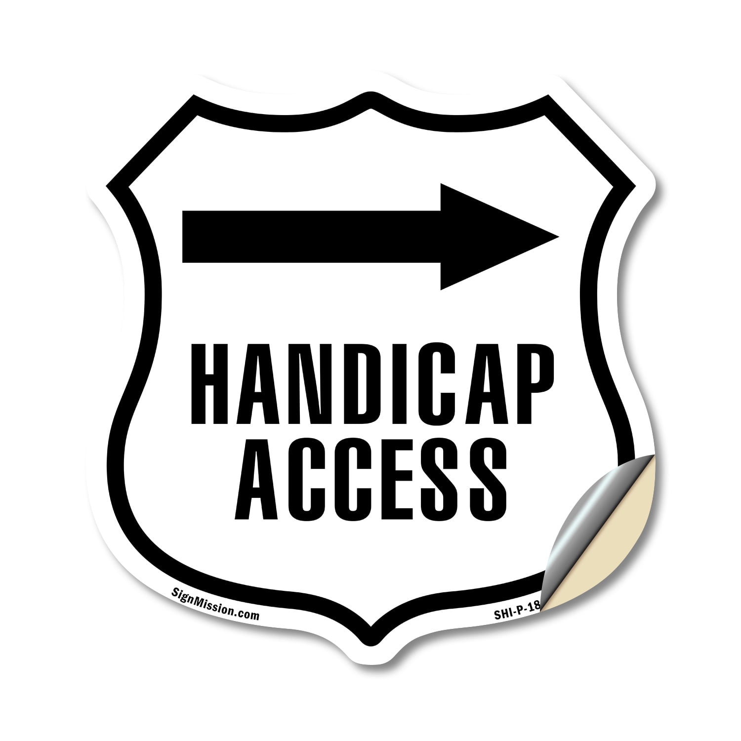 Handicap Access Right (2 Pack) 4 inch X 4 inch Shield Shaped Heavy Duty ...