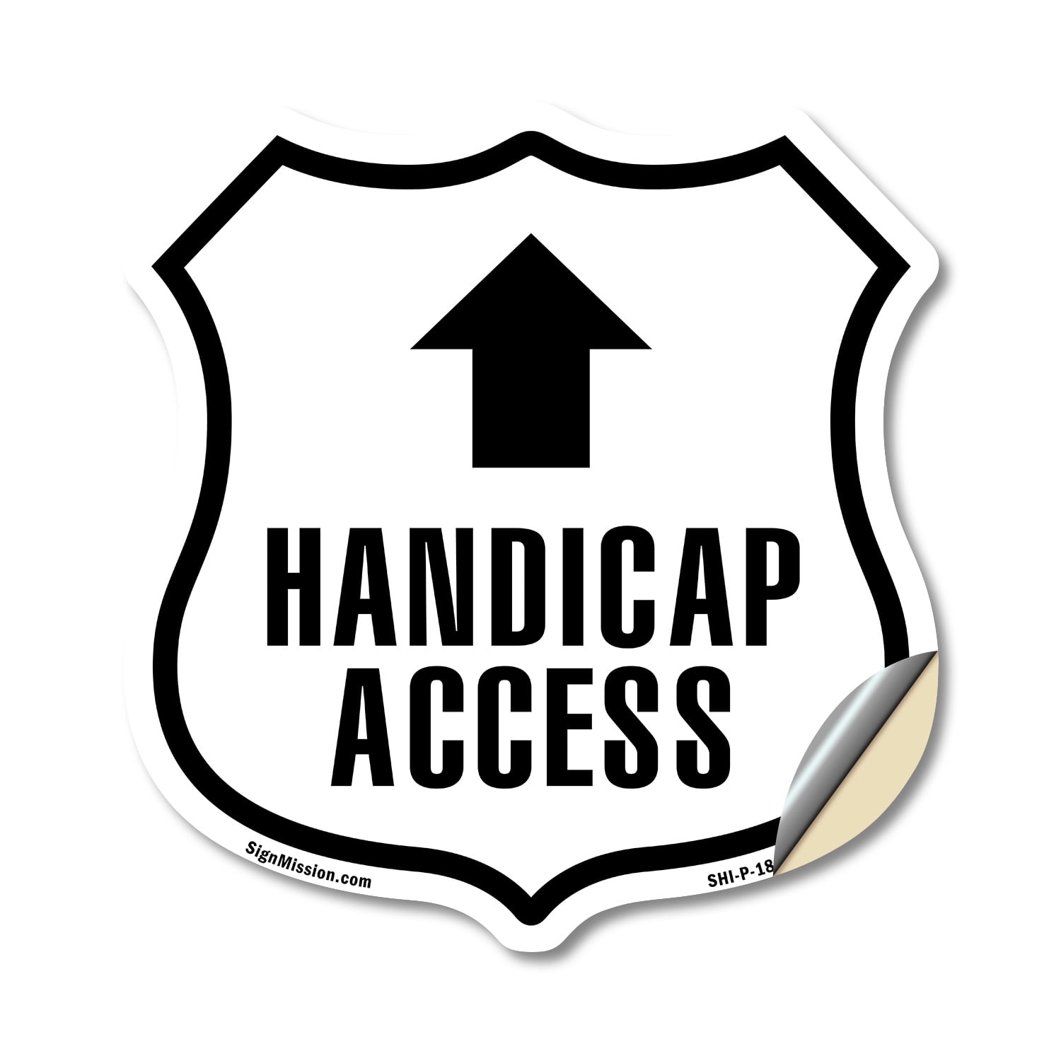 Handicap Access Up (5 Pack) 4 inch X 4 inch Shield Shaped Heavy Duty 3. ...