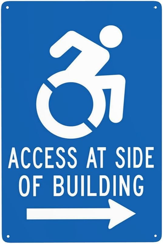 Handicap Parking Sign Access At Side Of Building Accessible Symbol And ...
