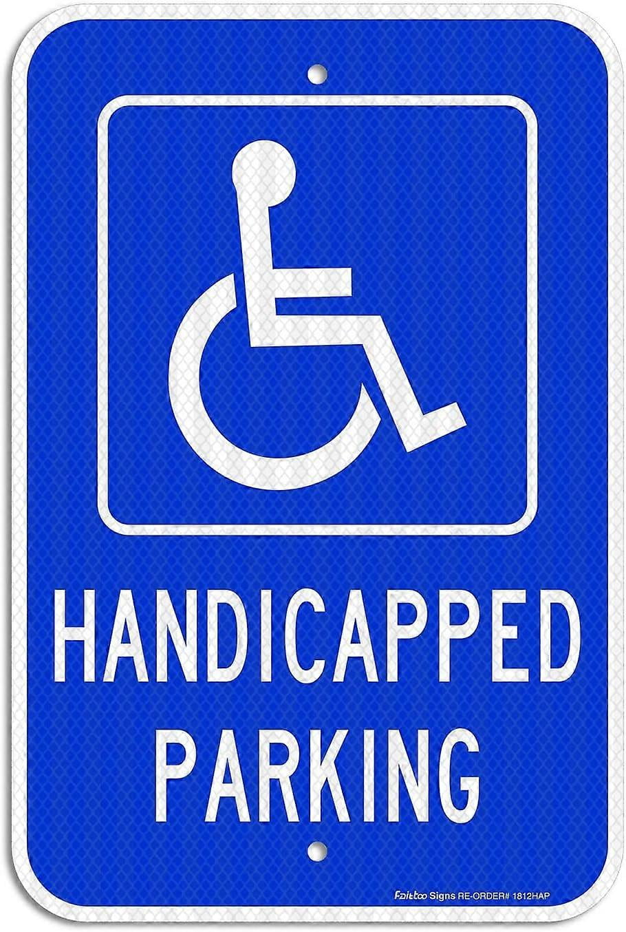 Handicap Parking Sign, with Picture of Wheelchair Sign, 2 Pack 8 x 12 ...