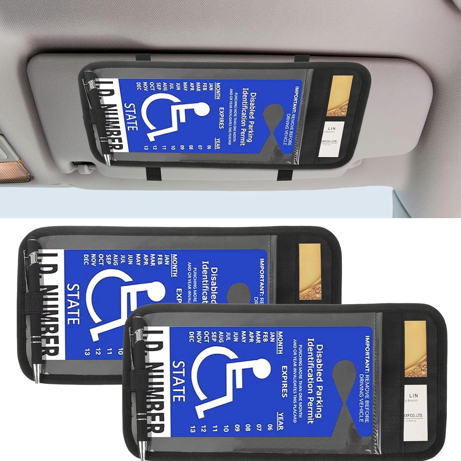 Handicap Placard Holder for Auto with Organizer Pockets Disabled ...