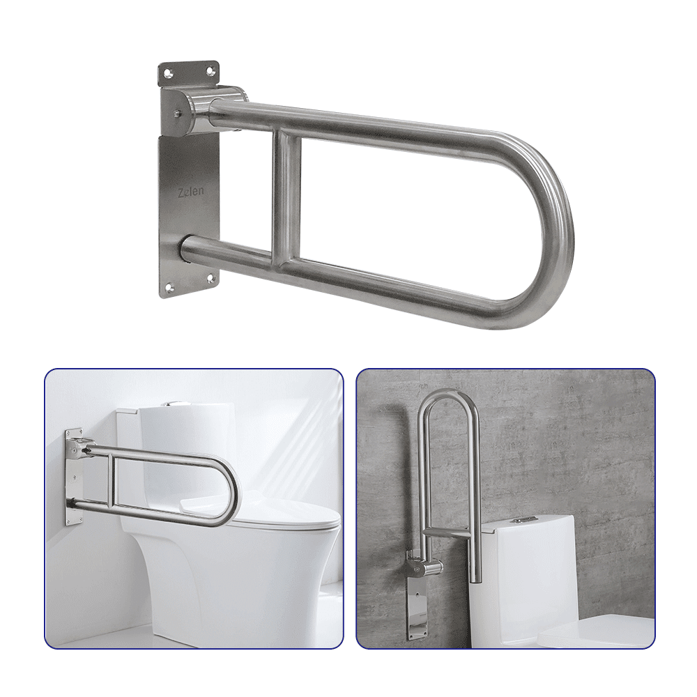 Flip Up Grab Bars Handicap Rails Toilet Safety Rails Stainless Steel ...