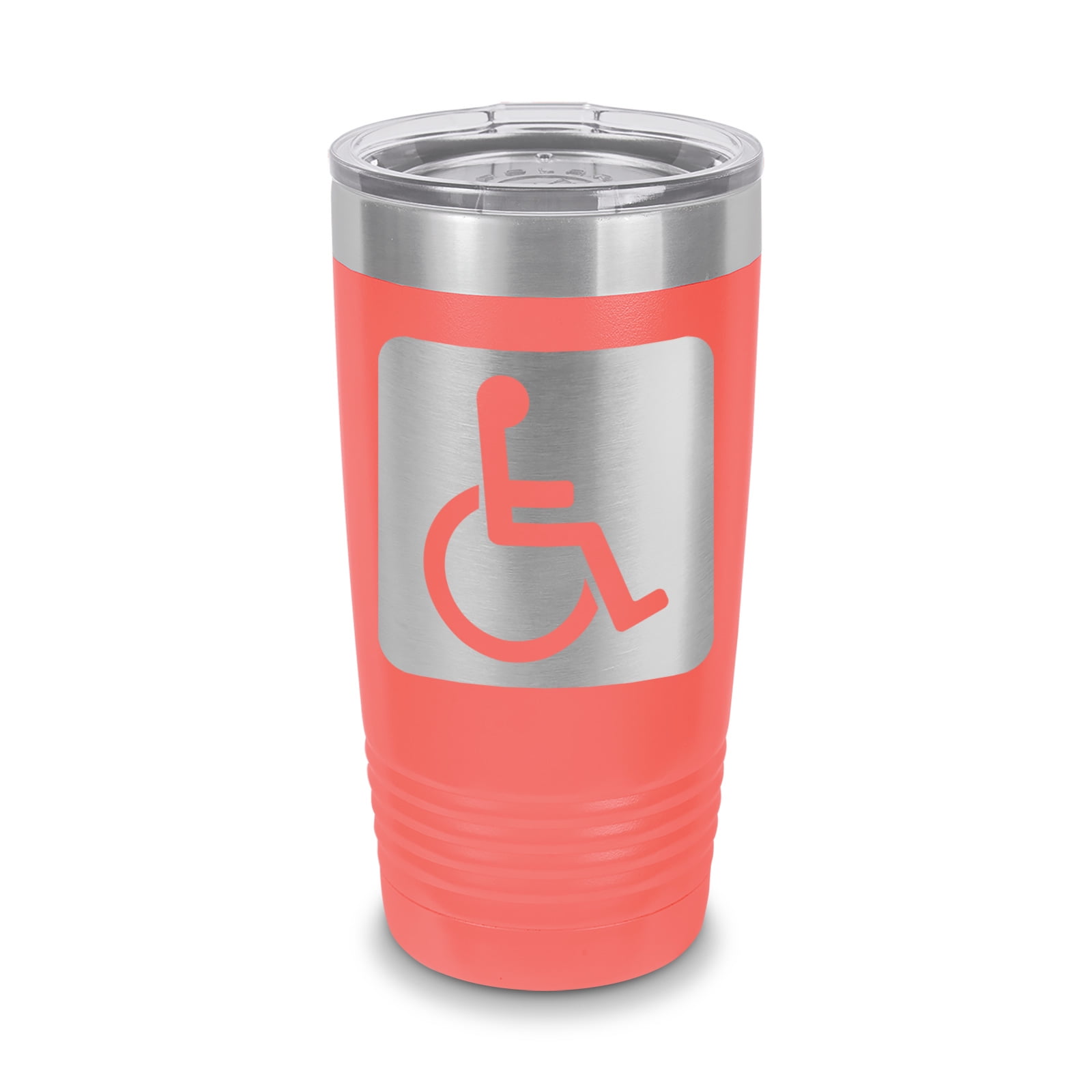 Handicap Tumbler 20 oz - Laser Engraved w/ Clear Lid - Stainless Steel ...