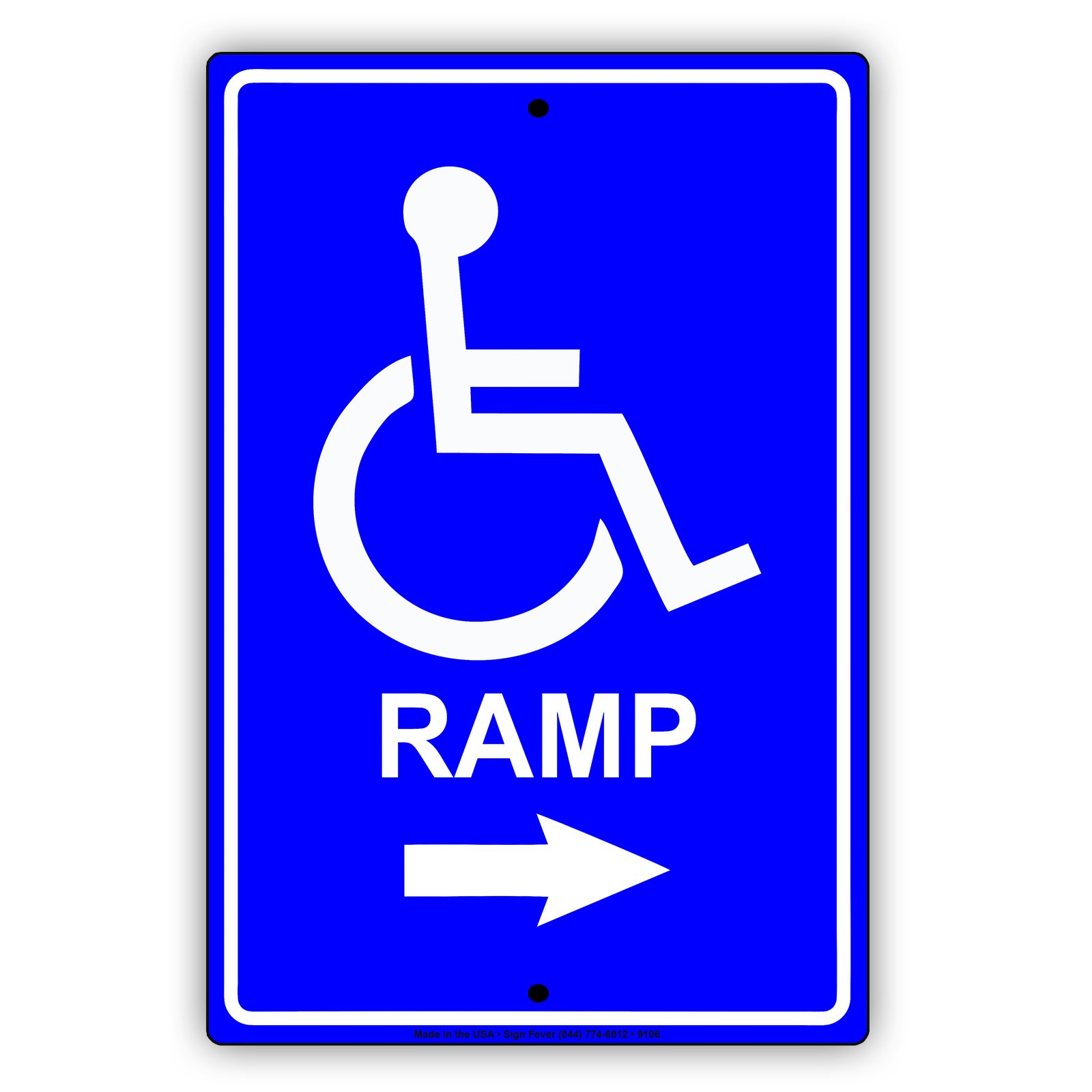 Handicap Wheelchair Ramp Right Arrow Aluminium Metal Sign Size: 8 x 12 ...