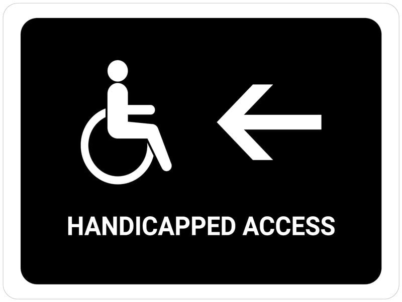 Handicapped Access With Left Arrow Black Retro Aluminum Sign Metal Tin ...
