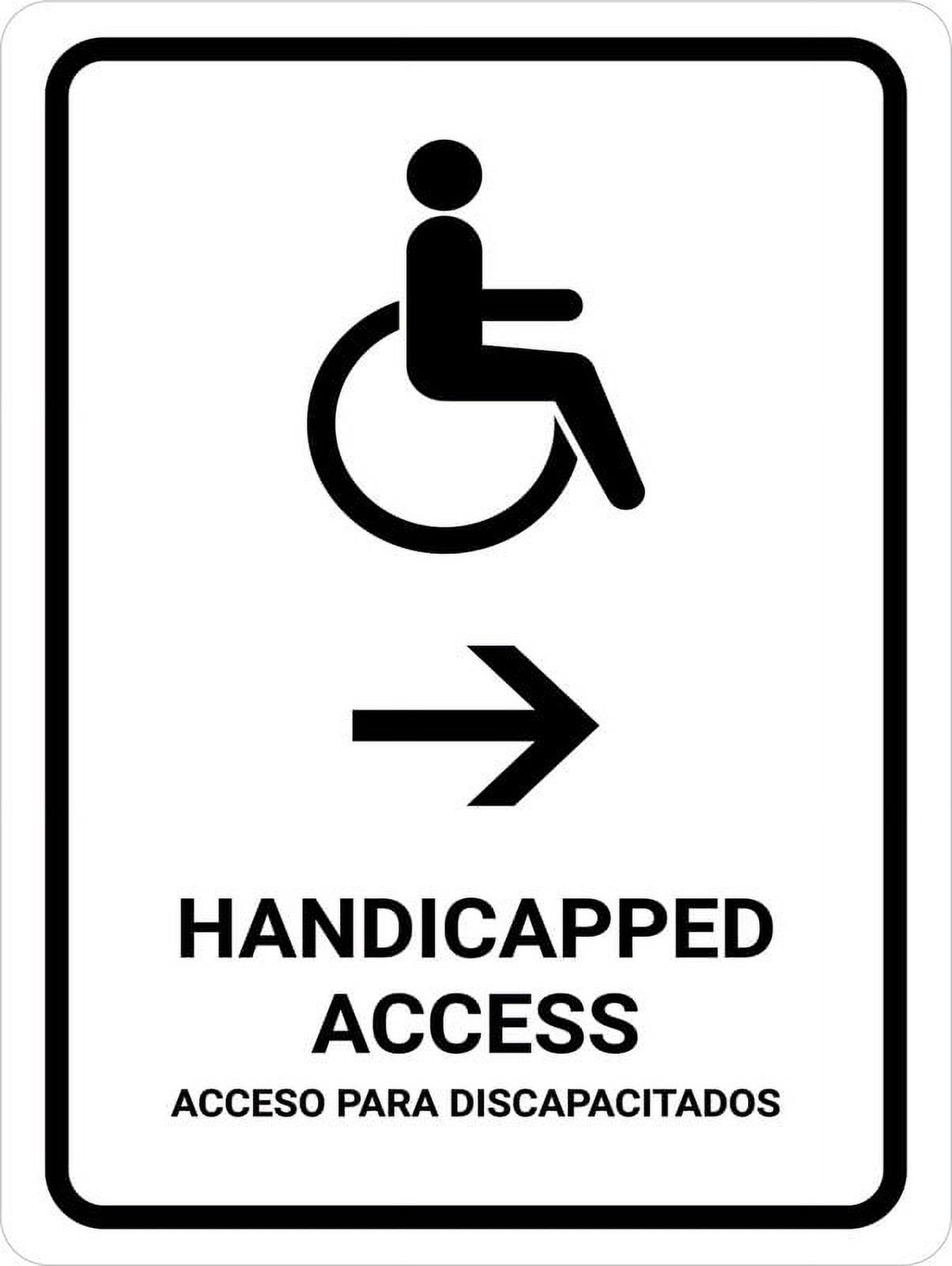 Handicapped Access With Right Arrow White Bilingual Sign Safety ...