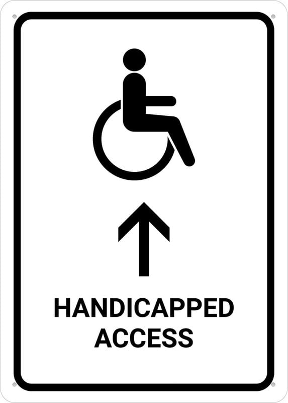 Handicapped Access With Up Arrow White Portrait Sign 8X12 Inch Rust ...