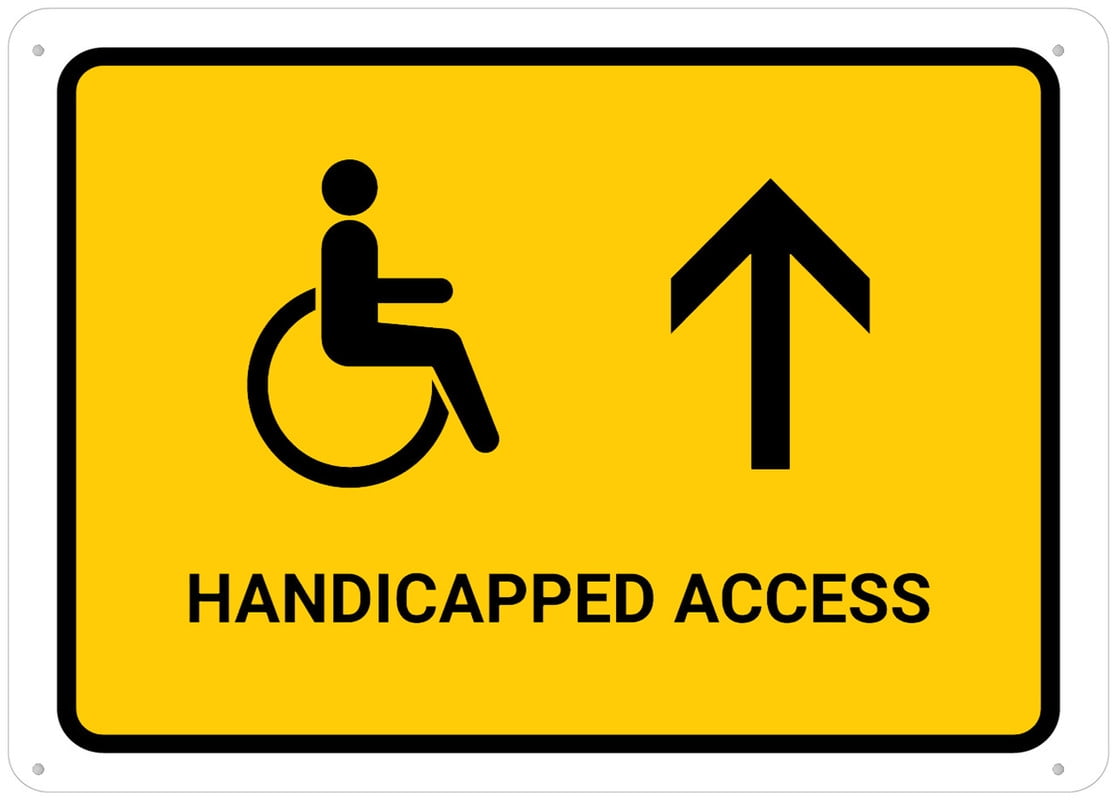 Handicapped Access With Up Arrow Yellow Sign Signs Outdoor, Uv Printed ...