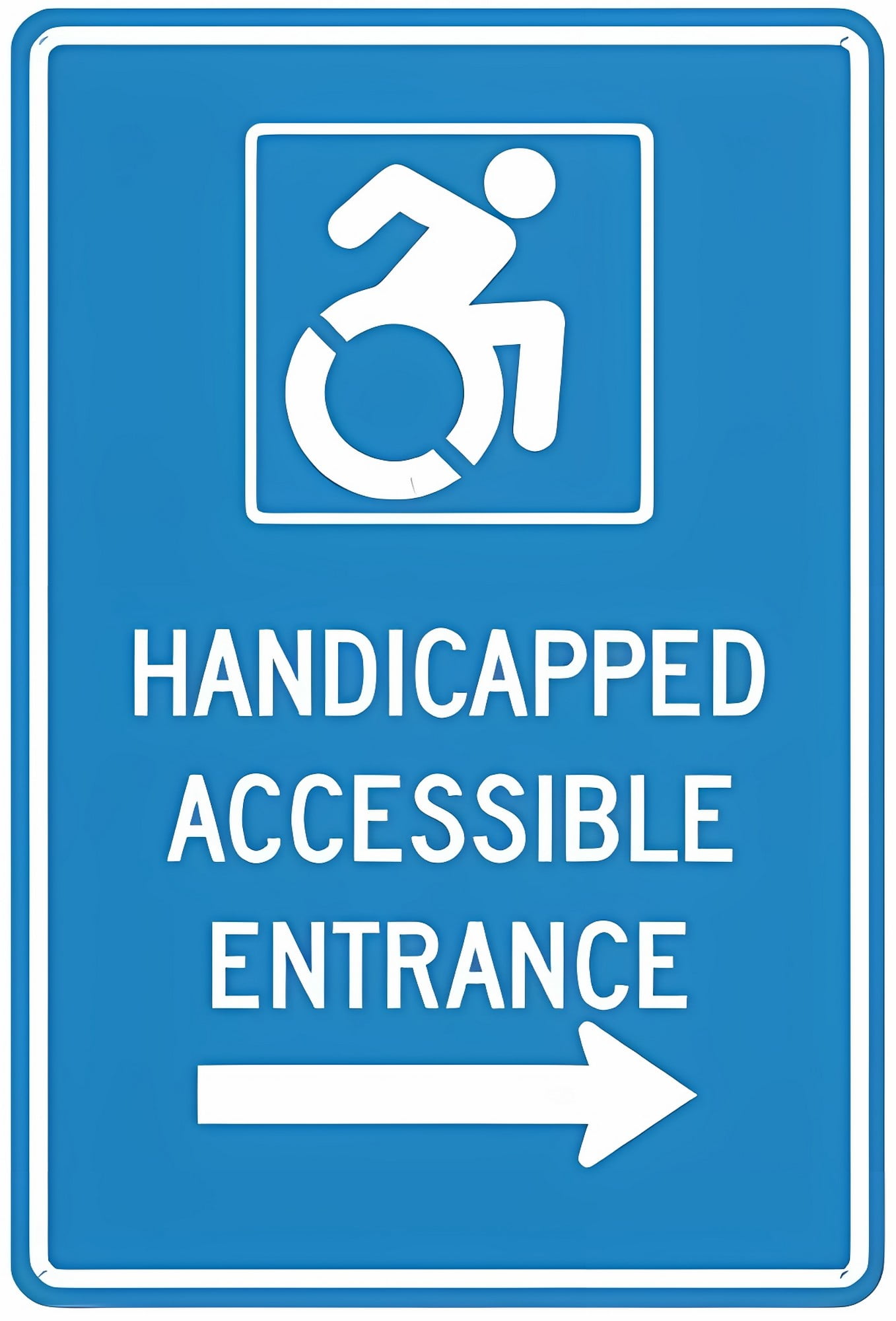 Handicapped Accessible Entrance Sign with Right Arrow - 8"x12" Aluminum ...
