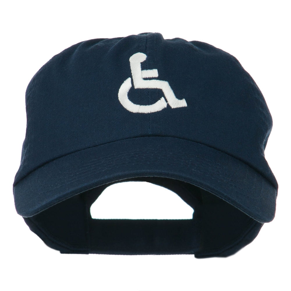 Handicapped Logo Embroidered Pigment Dyed Cotton Cap - Navy OSFM ...