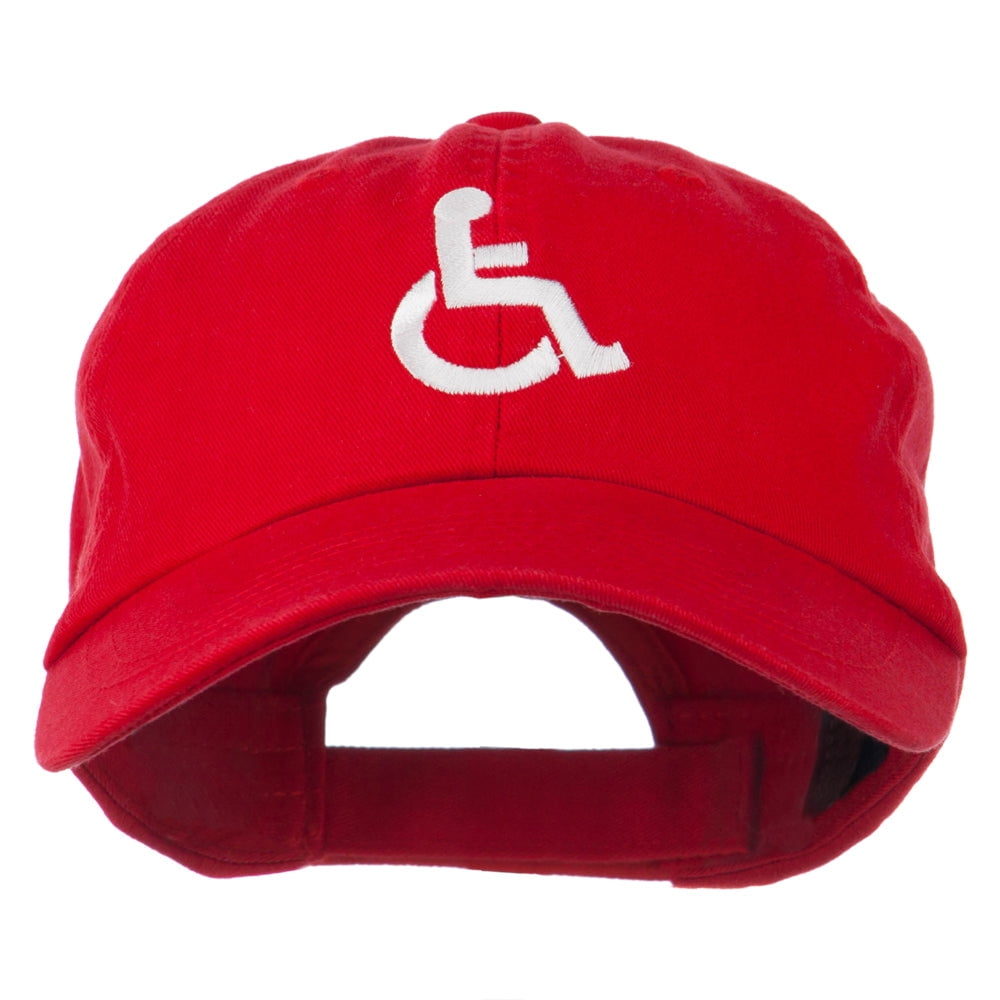 Handicapped Logo Embroidered Pigment Dyed Cotton Cap - Red OSFM ...