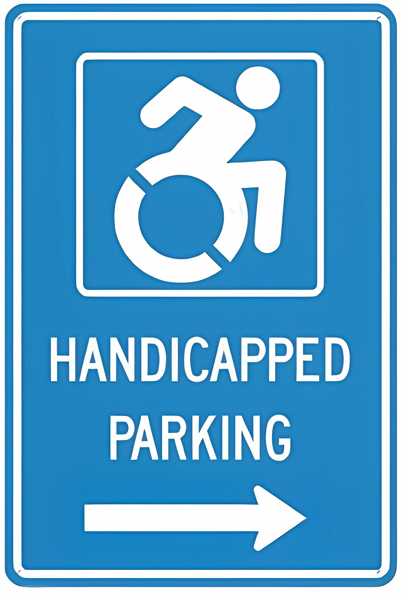 Handicapped Parking Sign with Right Arrow - 8"x12" Aluminum Sign, Fade ...