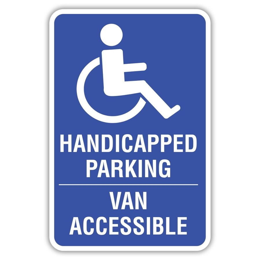 Handicapped Parking Van Accessible Metal Aluminum Sign Size: 8 x 12 ...