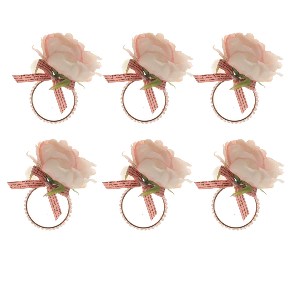 Handicraft Flower Napkin Rings Set of 6 Spring Napkin Rings Rose Napkin ...