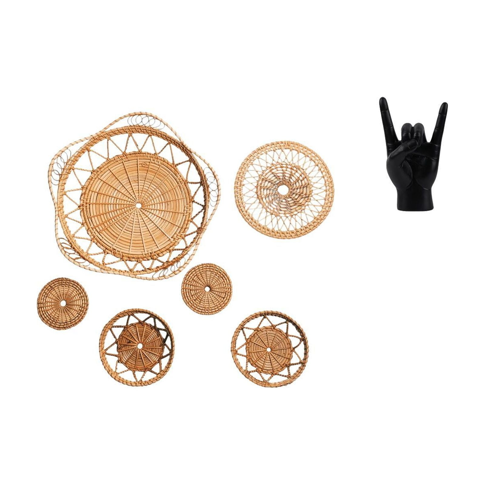 Handicraft Rattan Woven Rock Gesture Statue Wall Crafts Creative ...