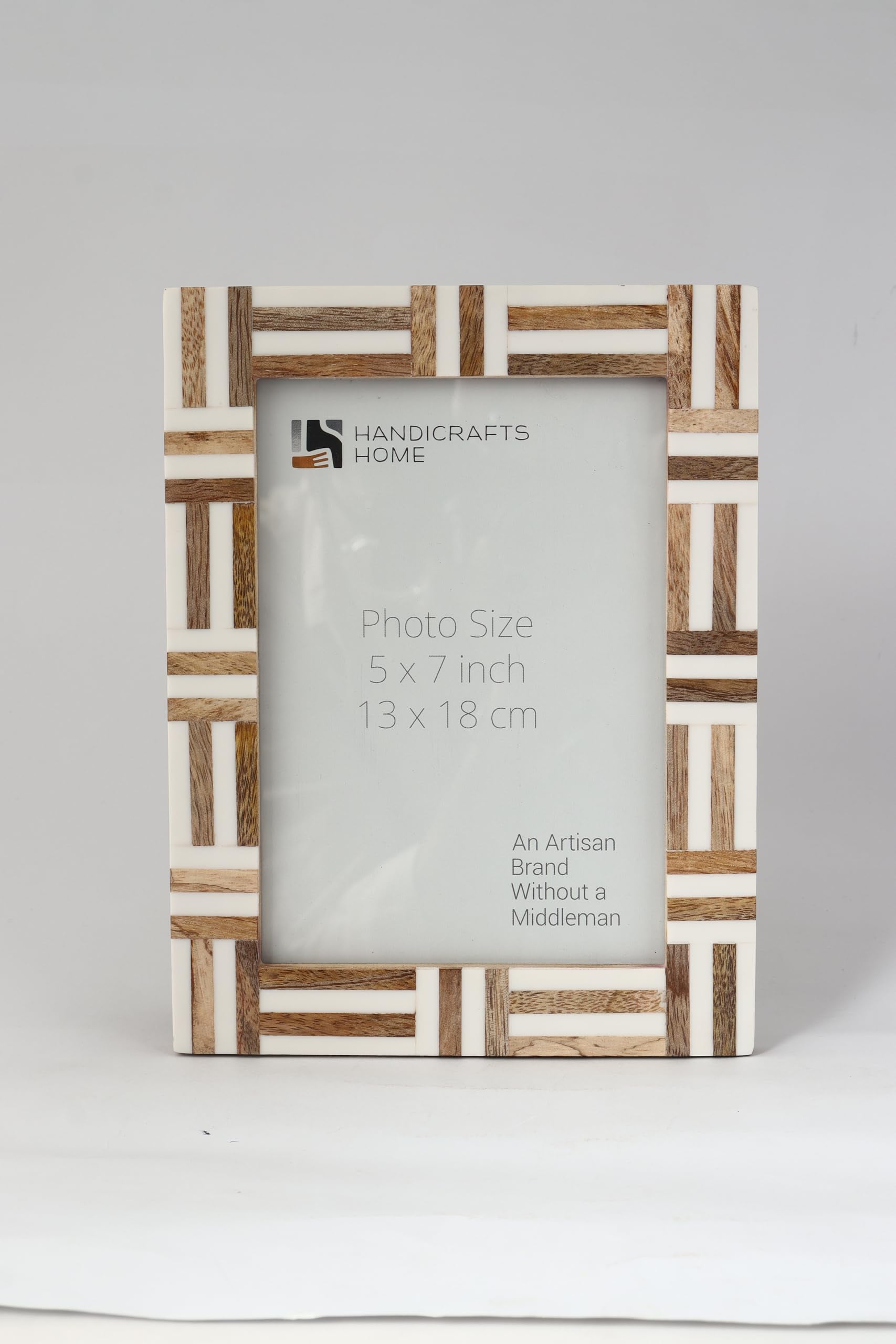 Handicrafts Home 5x7 Photo Frame – Marquet Grid Brown & White Resin ...