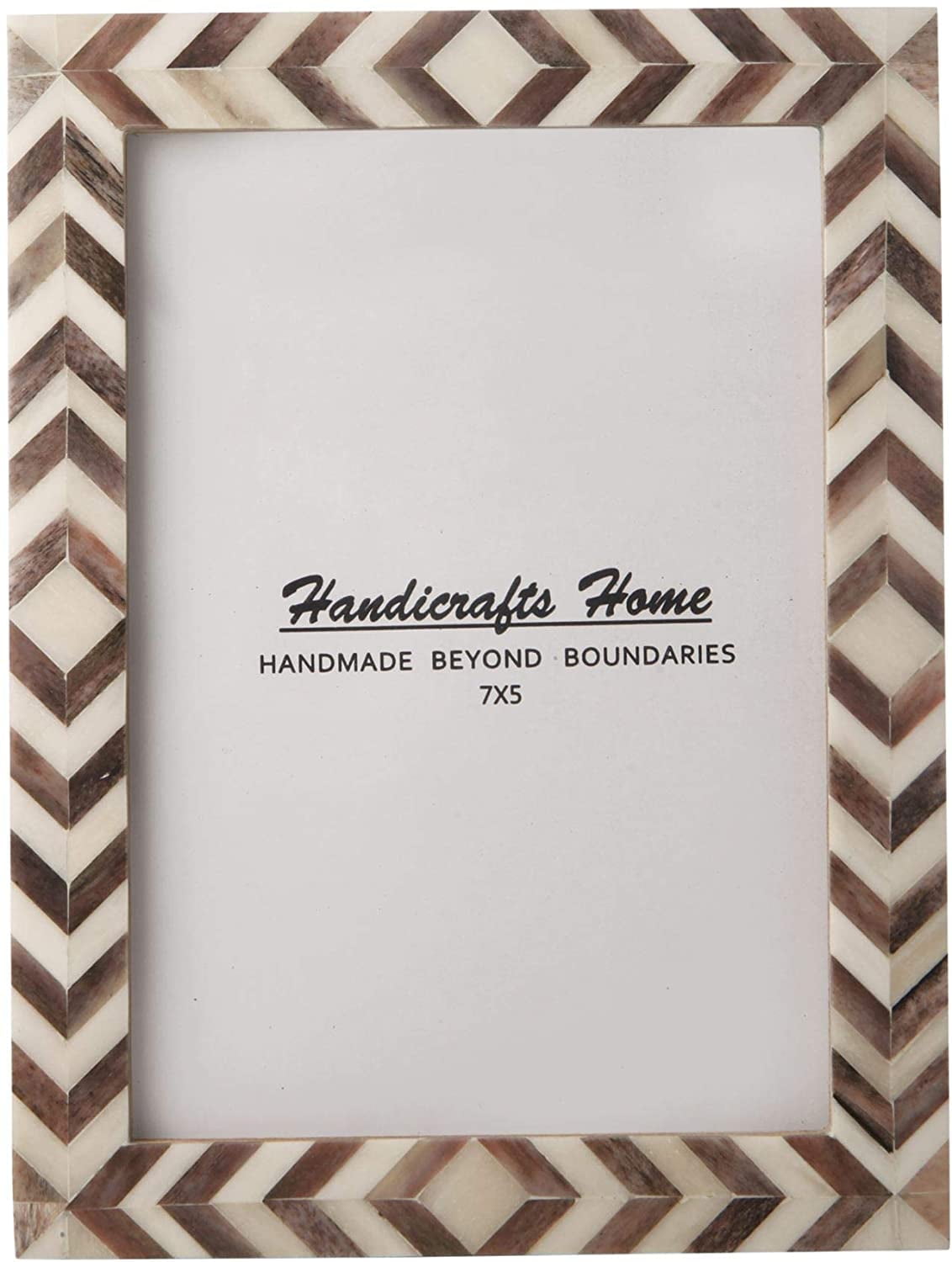 Handicrafts Home Brown White Picture Frames Chevron Pattern Bone Inlay ...