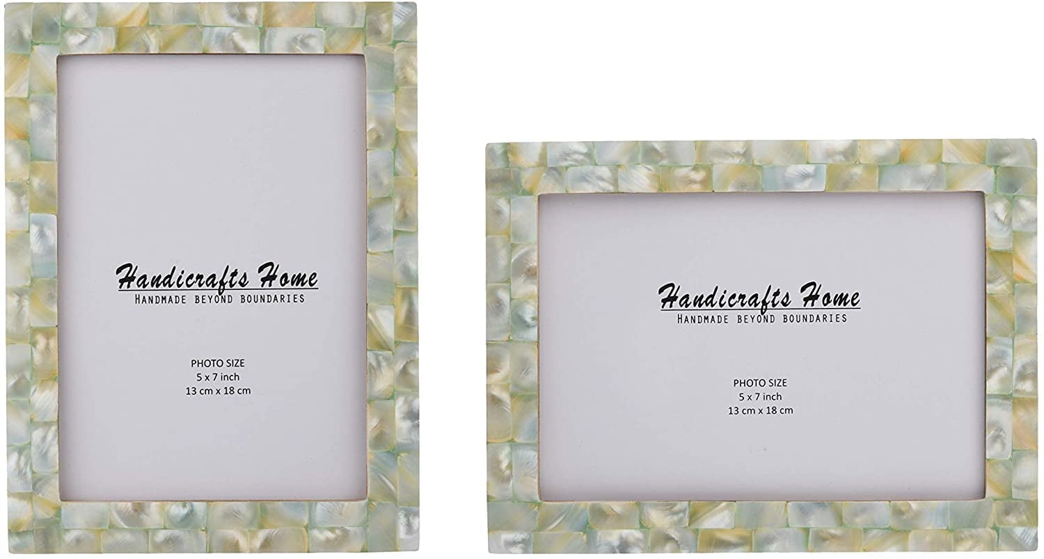Handicrafts Home 5" X 7" Green Mother of Pearl Photo Frame - Handmade ...