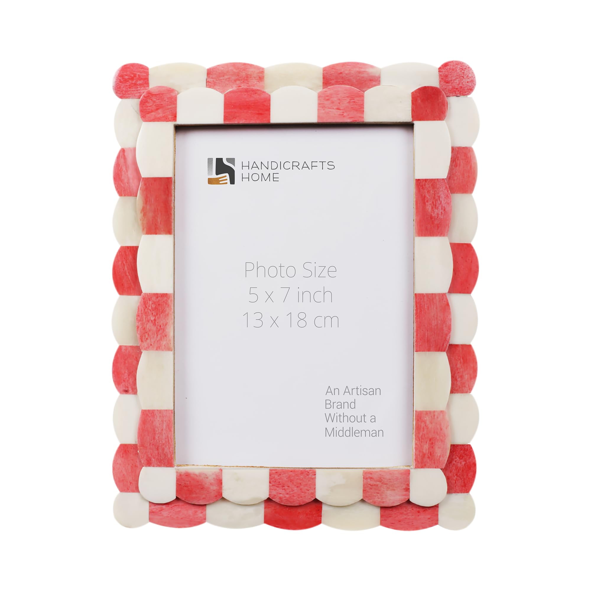 Handicrafts Home 5" x 7" Scalloped Picture Frame, Red & White - Walmart.com