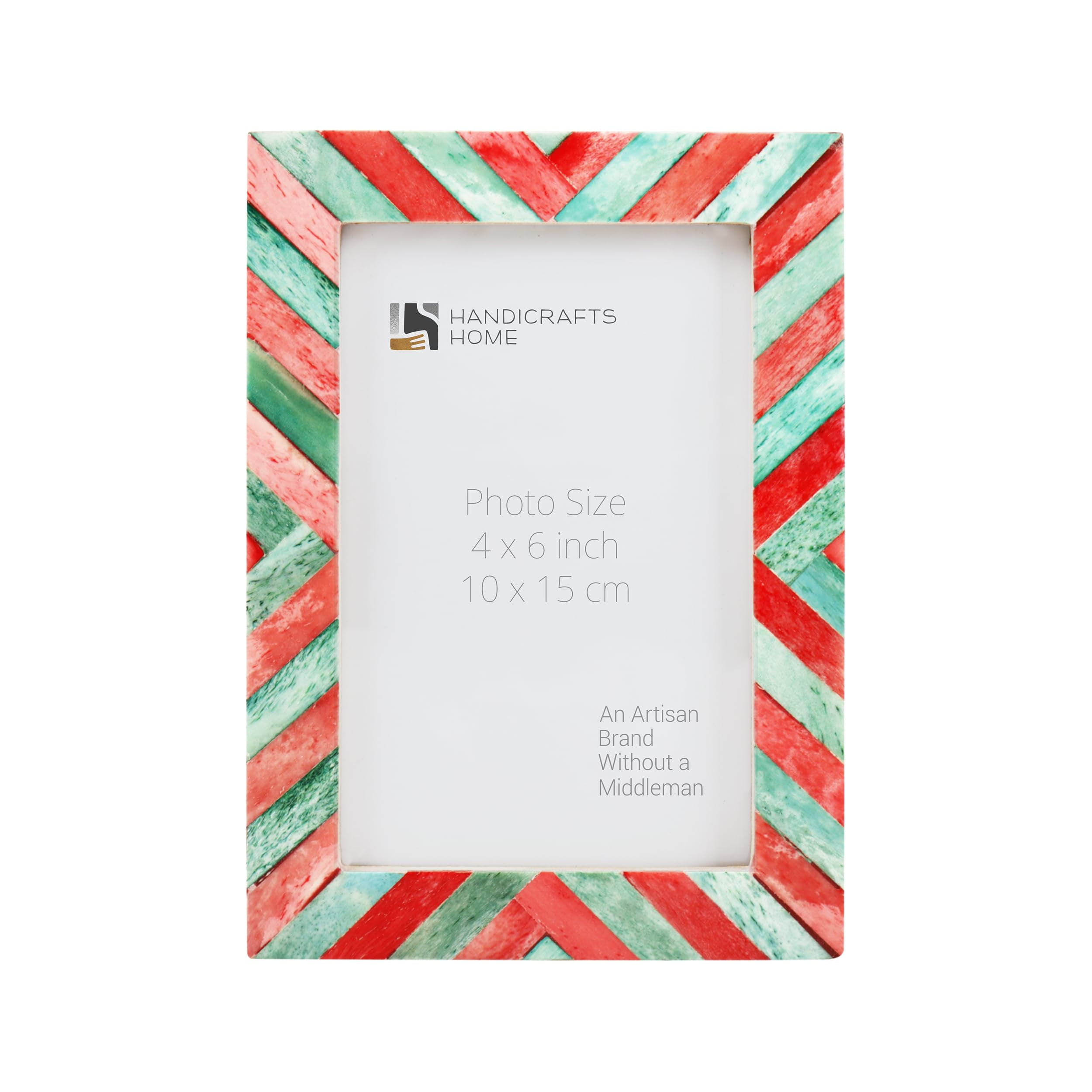Handicrafts Home 4x6 Chevron Photo Frame - Vintage Wall Décor, Green ...