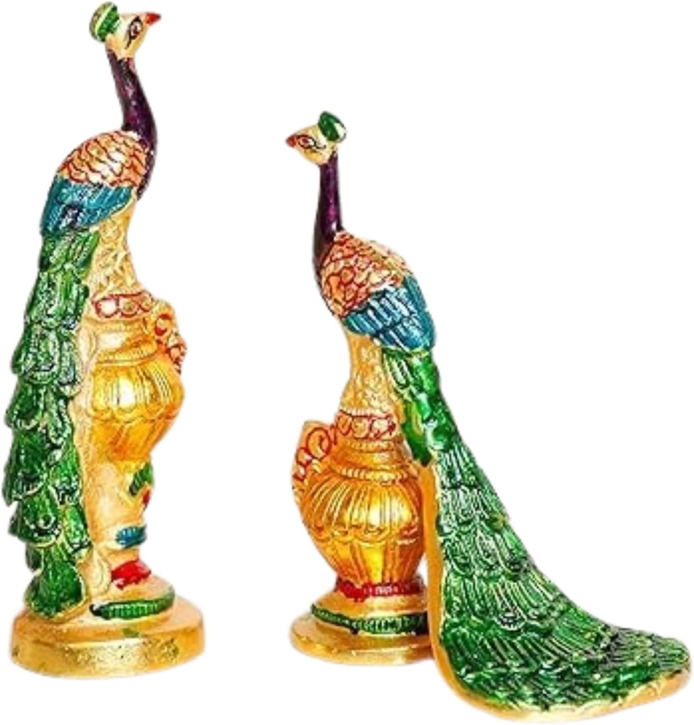 Handicrafts Metal Peacock Statue Multicolor Couple Pair Decorative ...