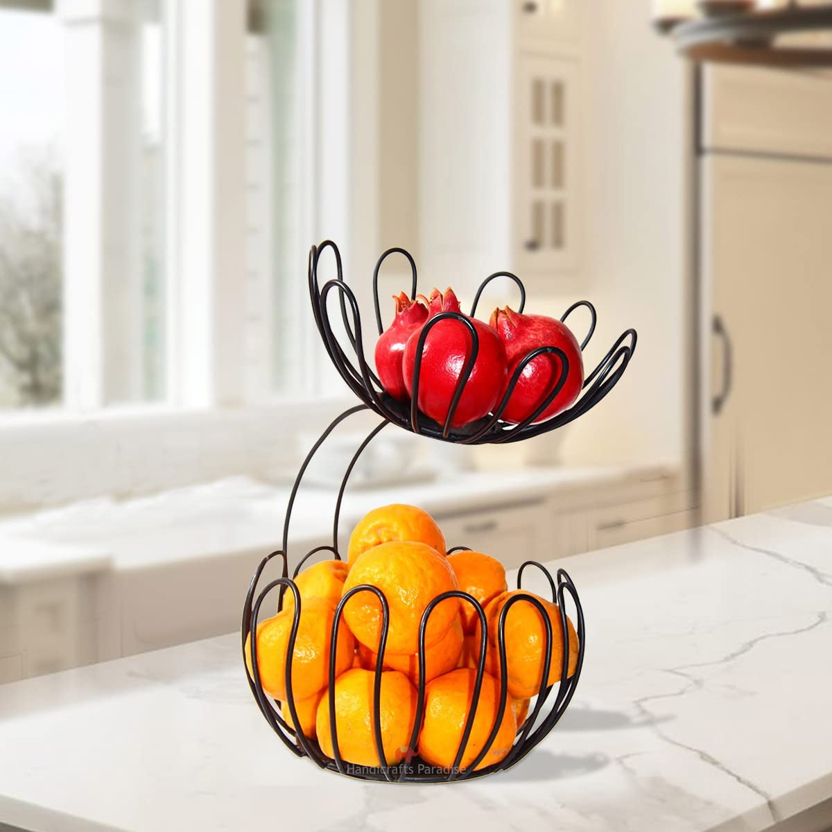Handicrafts Paradise Stainless Steel 2 Tier Fruits and Vegetables ...