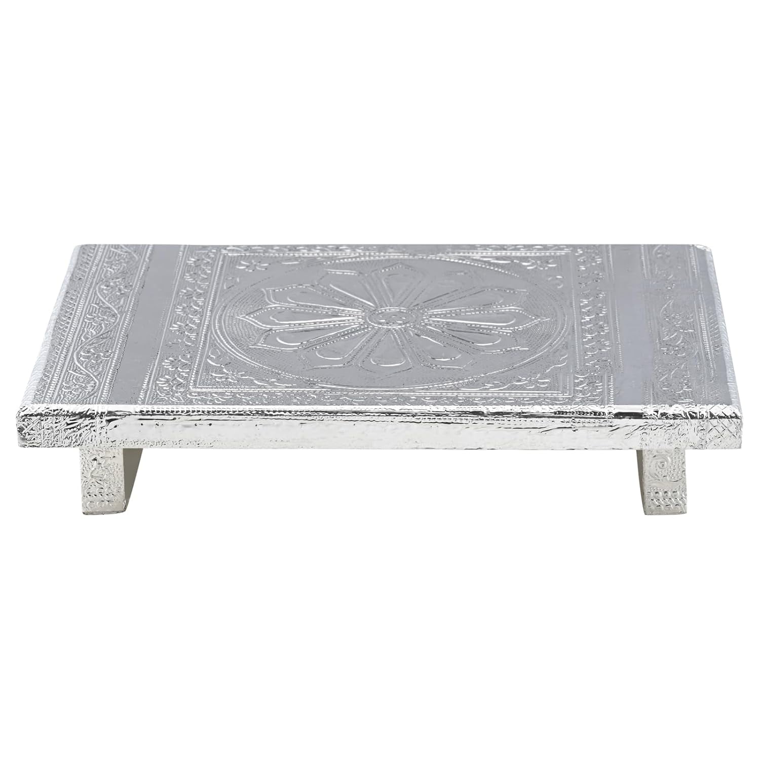 Handicrafts Pooja Silver Chowki Bajot Paata for God Bhagwan Asan Patla ...