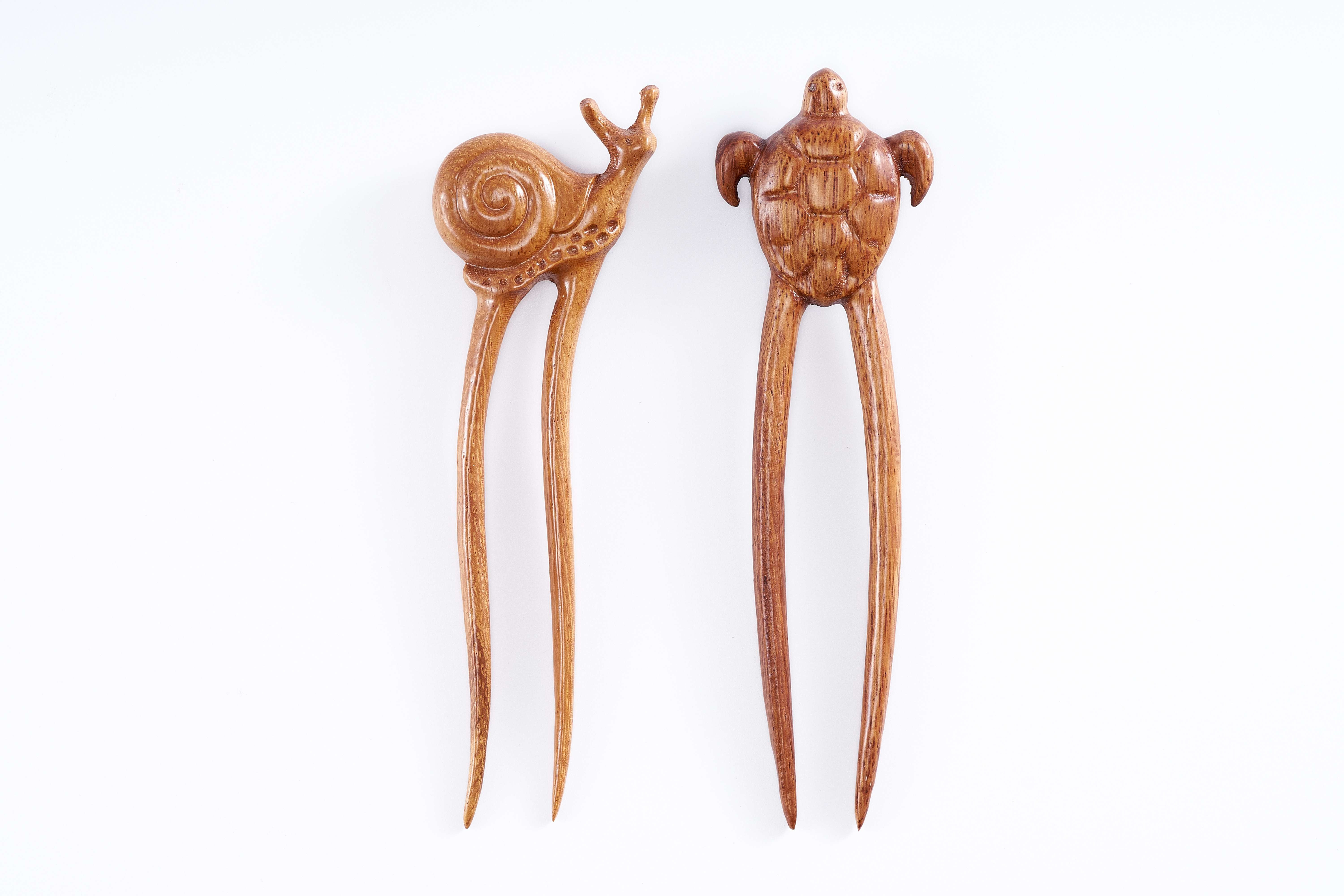Handicraftviet - Wood Hair Pin Hand-Carve Hair Forks for Women, two ...
