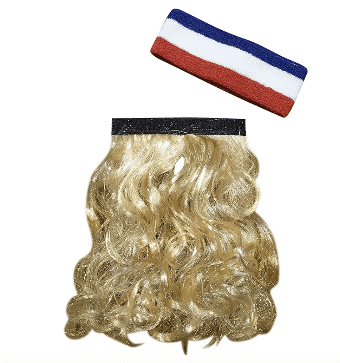 The Blonde Magic Mullet Wig with USA Headband Attaches to any Headwear ...