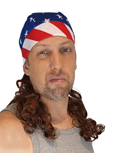 HandinHandCreations Mullet Headband Skull Cap Freebird USA Costume Wig ...