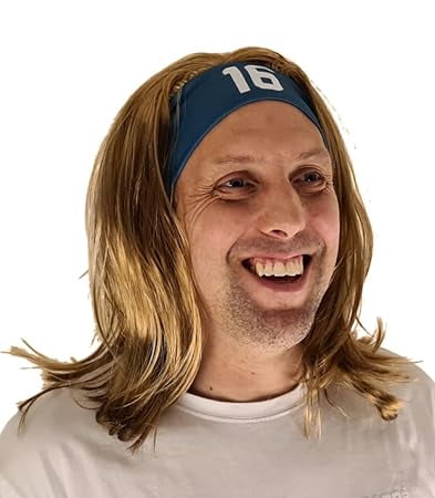 HandinHandCreations Player 16 QB Wig Headband Football Player Costume ...