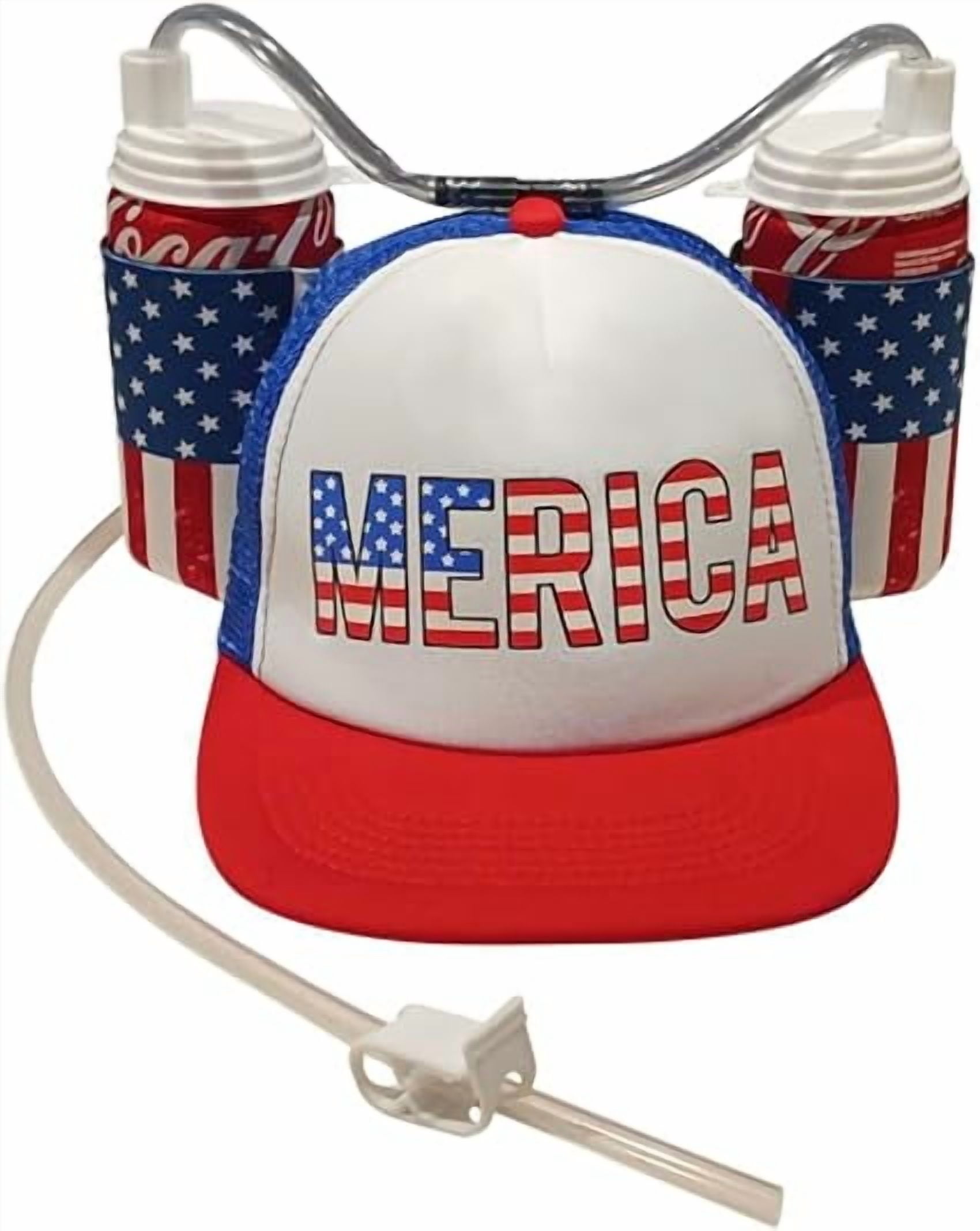 HandinHand Creations Beer Hat with Straws, Patriotic 4th of July Party ...