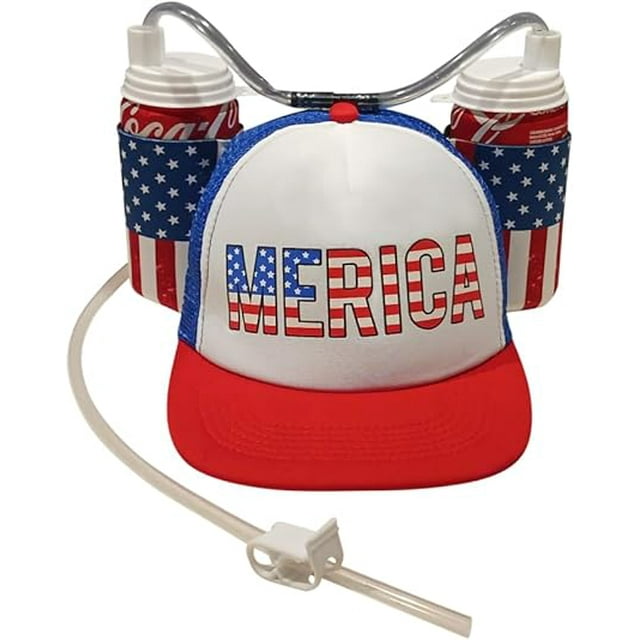 HandinHandCreations USA Merica Drinking Cap Adjustable Size Hat with ...