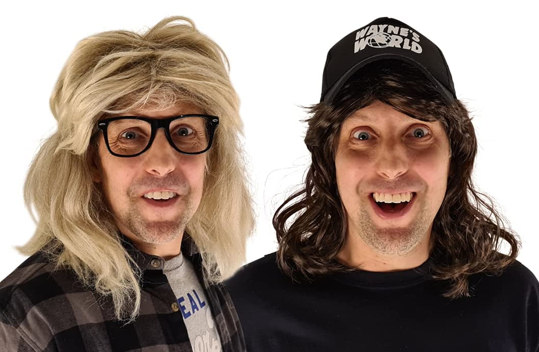 HandinHandCreations Wayne's Costume Set Garth Wig and Glasses with ...