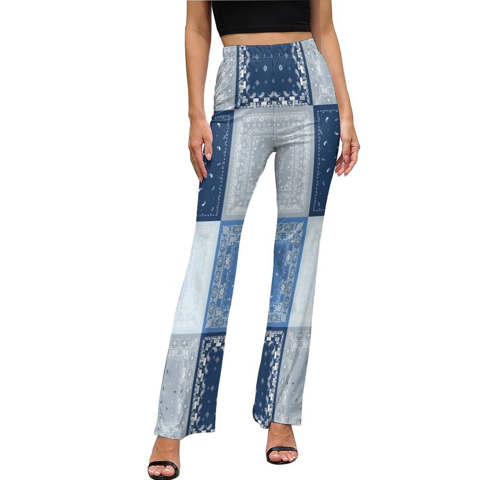 Handkerchief Paisley Design High Waisted Casual Flared Trousers Summer ...