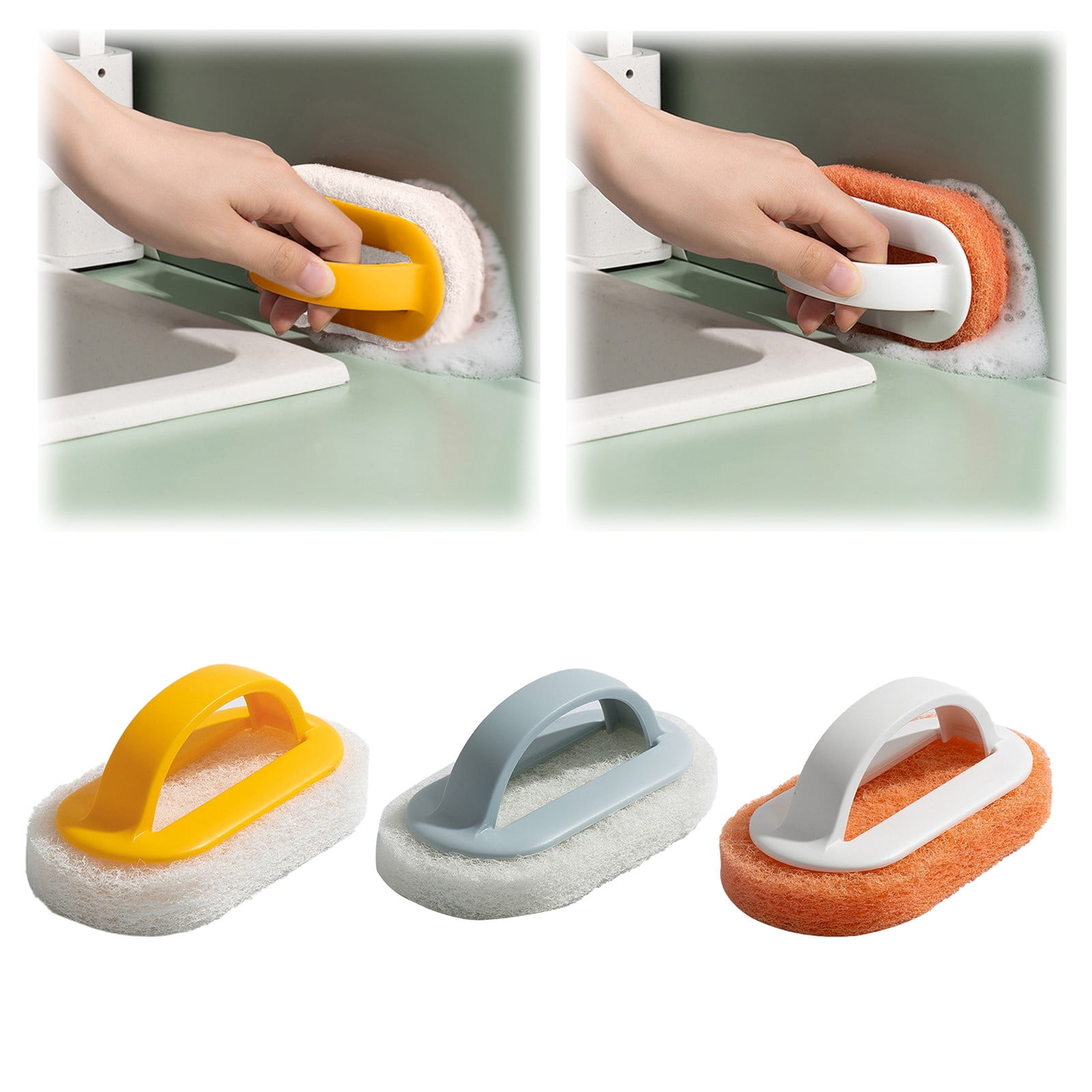 Handle Bath Tub Scrubber - Non-Scratch Bathroom Cleaning Pad with Long ...